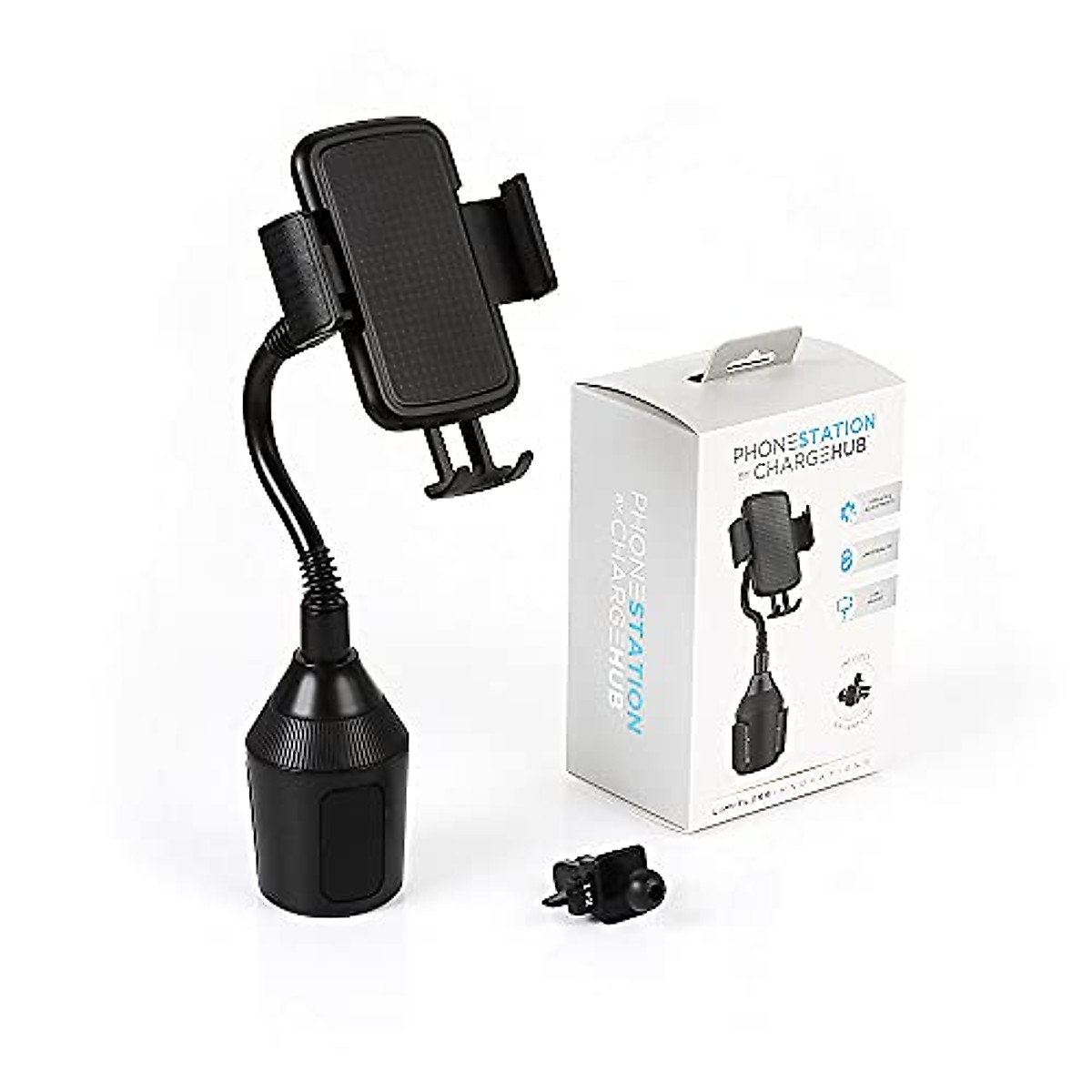 Limitless PhoneStation Car Cup Holder Phone Mount with Adjustable Base, Flexible Neck & Air Vent Clip for iPhone/Samsung/Note/Galaxy & More