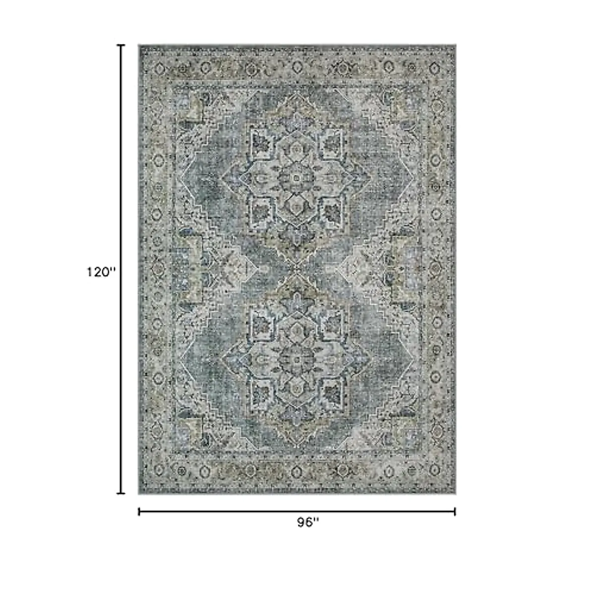 Area Rug Living Room Rugs, 8x10 Machine Washable Rug, Boho Large Rug with Non-Slip Rubber Backing, Non-Shedding Stain Resistant, Indoor Carpet for Bedroom Dining Room Nursery Home Office (Grey)