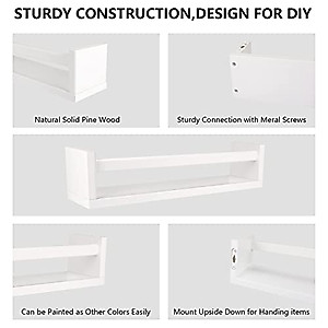 ZLchair BOMID Nursery Shelves,Wall Bookshelves for Kids,Wood Floating Book Shelves Set of 2,Nursery Book Shelves for Wall?White?