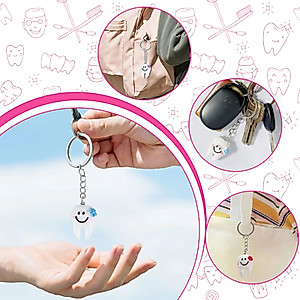 18 Pack Tooth-Shaped Resin Keychains, Dental Key Rings Handbag Pendants Gifts for Dentist, Dental Patients, Birthday Graduation Gifts for New Dentists, Basket Stuffers Party Favors