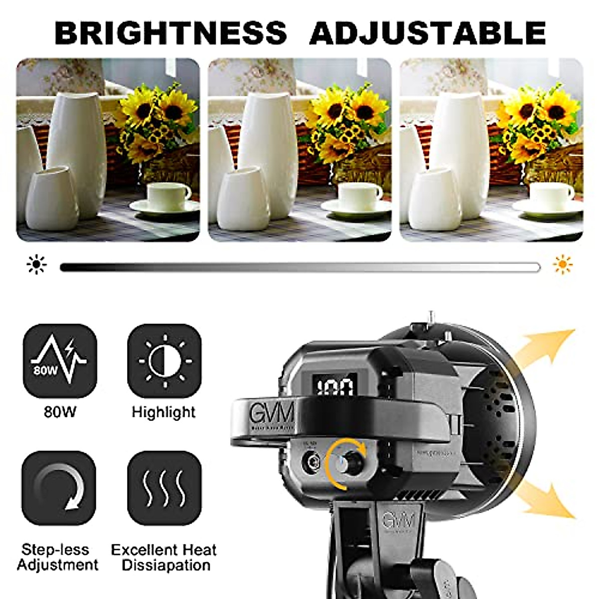GVM 80W Softbox Lighting Kit with APP Control, Professional Studio Photography Lighting with Digital Display, LED Video Light Color Temperature 5600K and CRI 97+ for Portrait Product Fashion Shoot