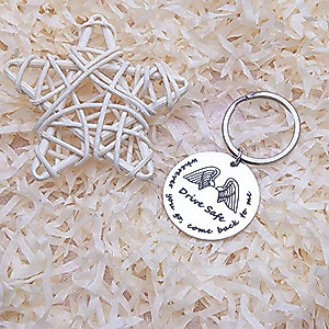Drive Safe Keychain Christmas Gifts for Husband Boyfriend Dad Trucker Gift Couples Engraved Car Keyring for Fiance Birthday Valentines Present for Long Distance Relationship Anniversary Charm