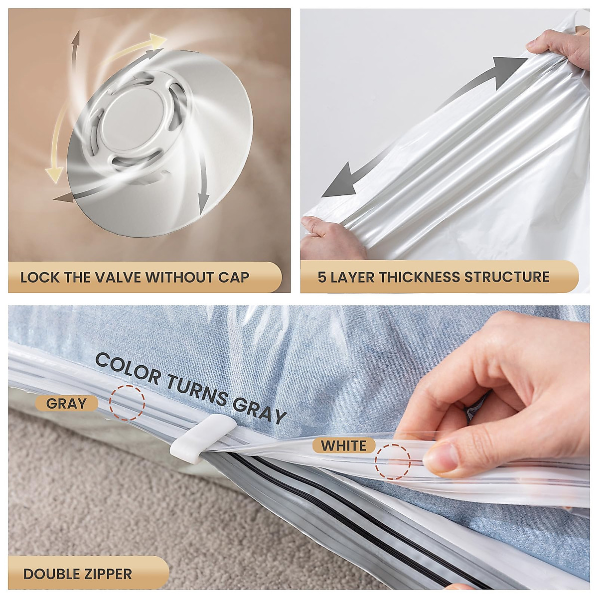 TAILI 6 Pack Vacuum Storage Bags for Comforter and Blankets, Jumbo Vacuum Seal Bags for Bedding 40x31 Inch, Space Saver Bags for Clothes, Pillows, Saving More Closet Space