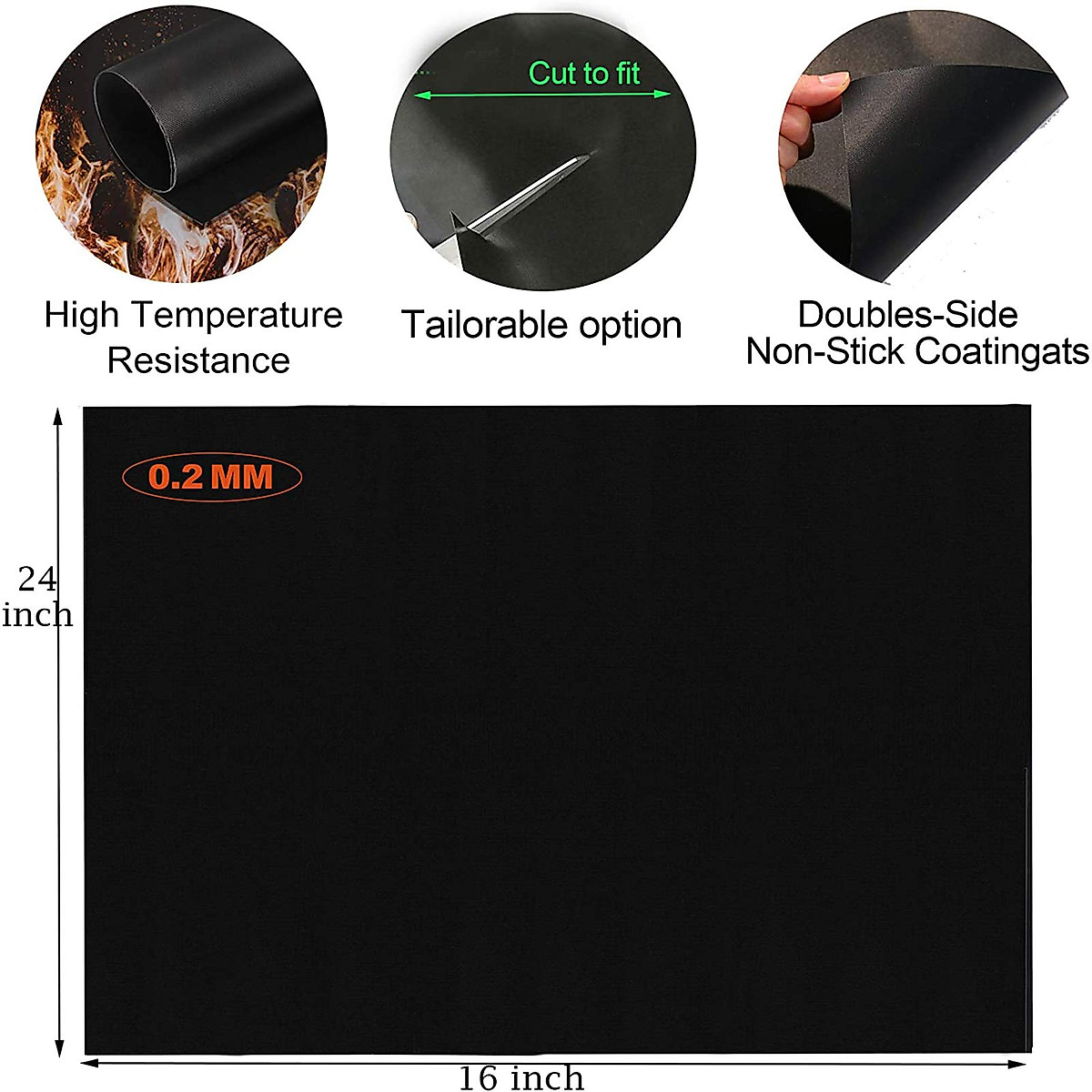 EONHUA Nonstick Oven Liners For Bottom Of Electric Oven BPA PFOA Free Reusable 3 Pack Heavy Duty BBQ Grill Mat Protector Mats For Baking Sheet Toaster Microwave Charcoal