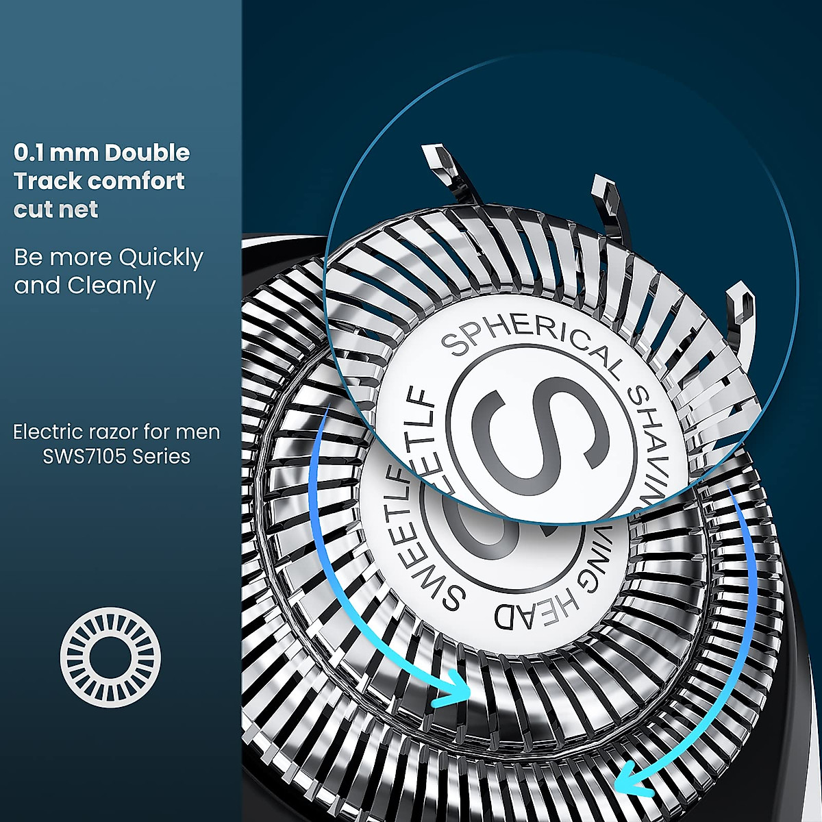 SweetLF Waterproof IPX7 Electric Shaver, Wet & Dry Rotary Shavers for Men, 3D Rechargeable Electric Razor with Pop-up Trimmer