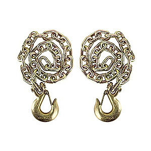 NBJINGYI 3/8" X 35" Trailer Safety Chain 2pcs Grade 70 Binder Chain with Clevis Grab Hooks