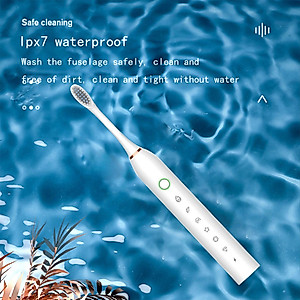 dazeni Sonic Electric Toothbrush with 8 Brush Heads for Adults and Kids, High Power Rechargeable Electric Toothbrushes, 6 Modes, 8 Hours Fast Charge for 15 Days, 2 Minutes Smart Timer (White)