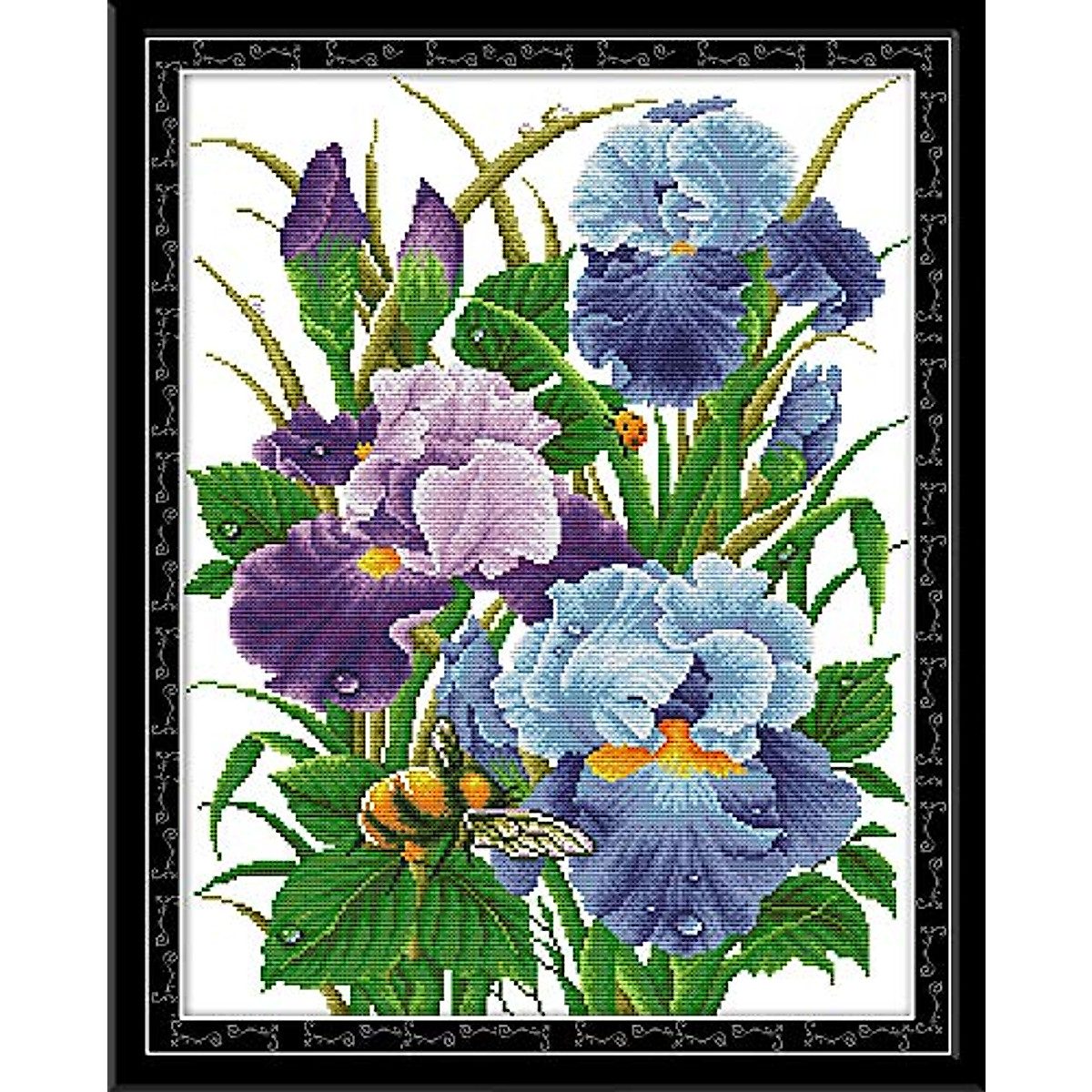 Joy Sunday Cross Stitch Kits Stamped Full Range of Embroidery Starter Kits for Beginners DIY 14 CT 2 Strands - Iris 2(Printed) 16.5×20.5 inch