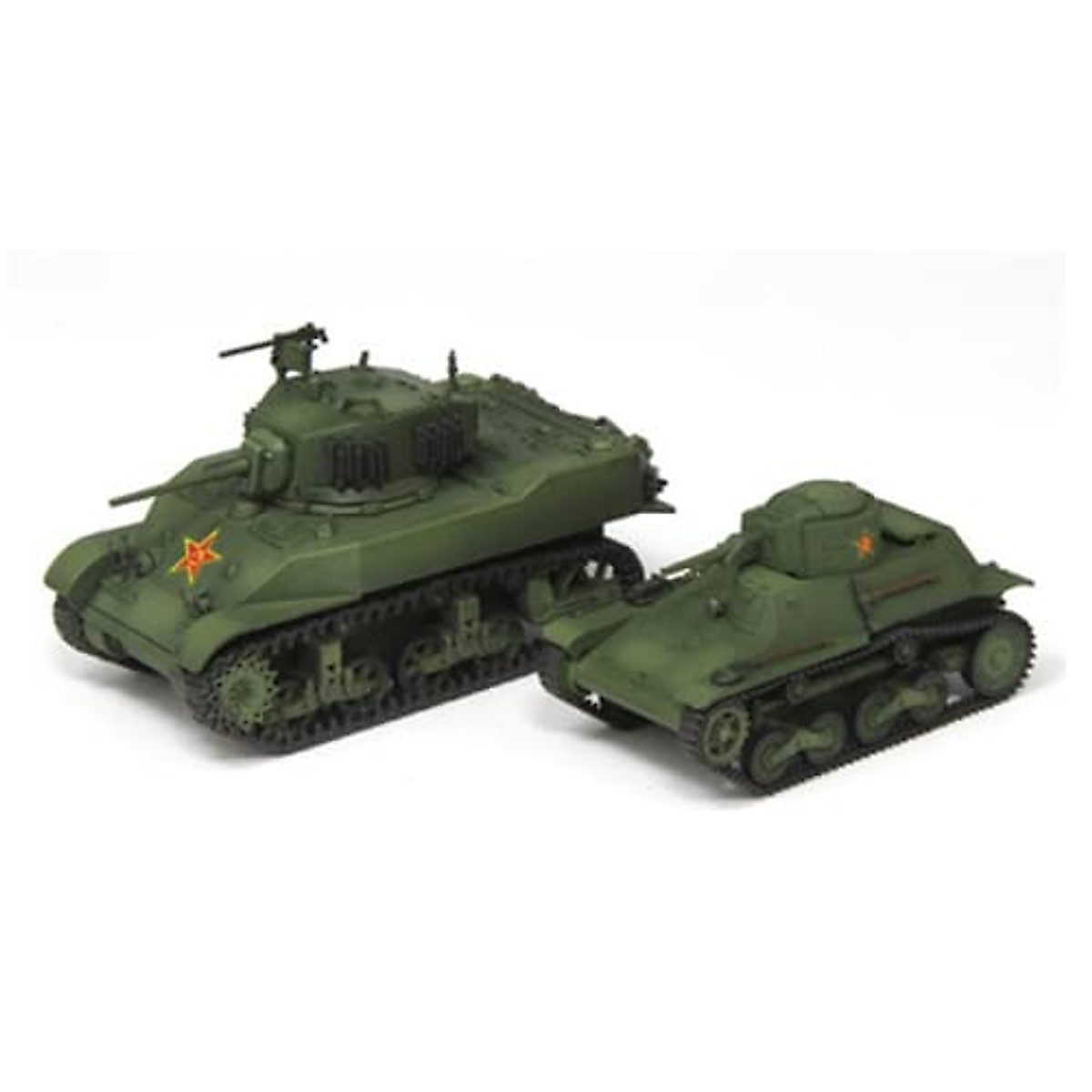 S-Model China PLA Captured Type 97 & M5A1 M5A1 Stuart Light Tank 2 Vehicles Set 1/72 ABS Tank Pre-builded Model