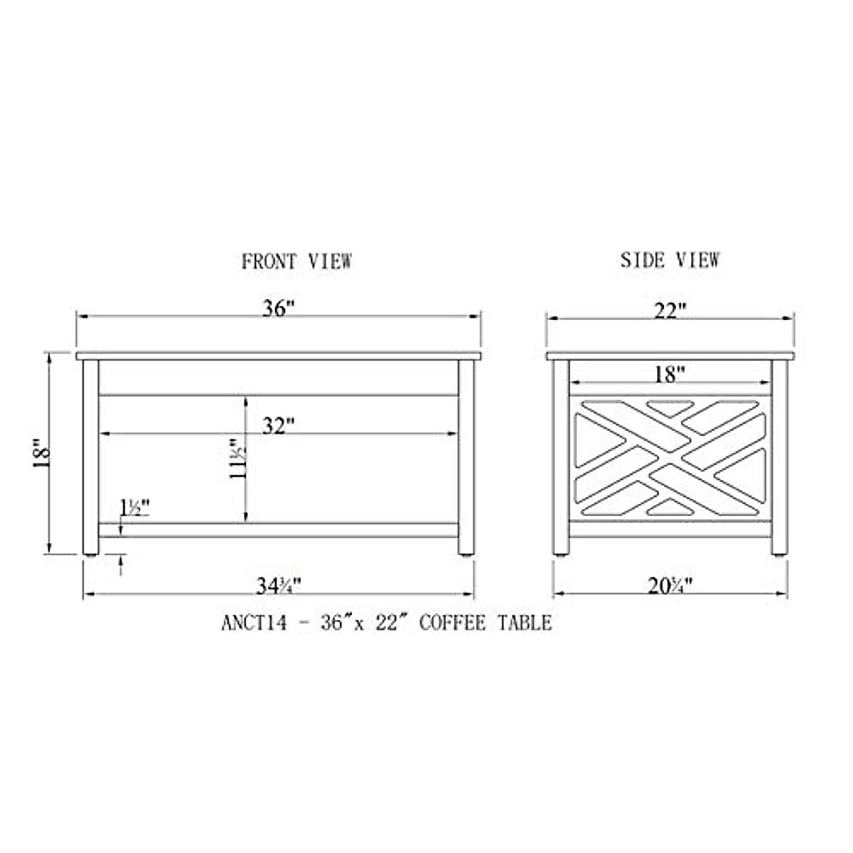 Alaterre Furniture Coventry 36" W Wood Coffee Table, Gray