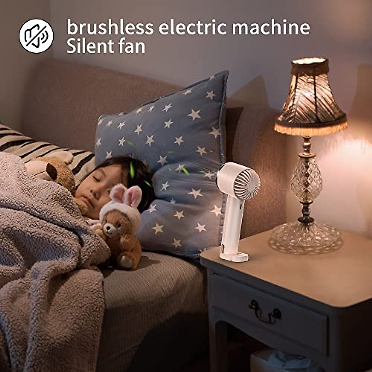 Handheld Fan, Mini Portable Fan USB Rechargeable with Hanging Hook, 3 Speeds, 3000mAh Personal Desk Turbo Fans, Small Pocket Fan for Indoor Outdoor Travel