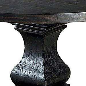Benjara Traditional Style Wooden Round Top Dining Table with Pedestal Base, Black