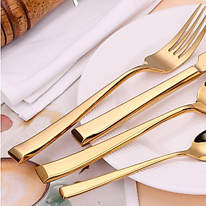 Aimilan 16 Piece Rose Gold Flatware Set for 4, 18/10 Stainless Steel Modern Silverware Cutlery Set, Include Fork Knife Spoon, Mirror Finish, Dishwasher Safe (16 Pcs Service for 4)