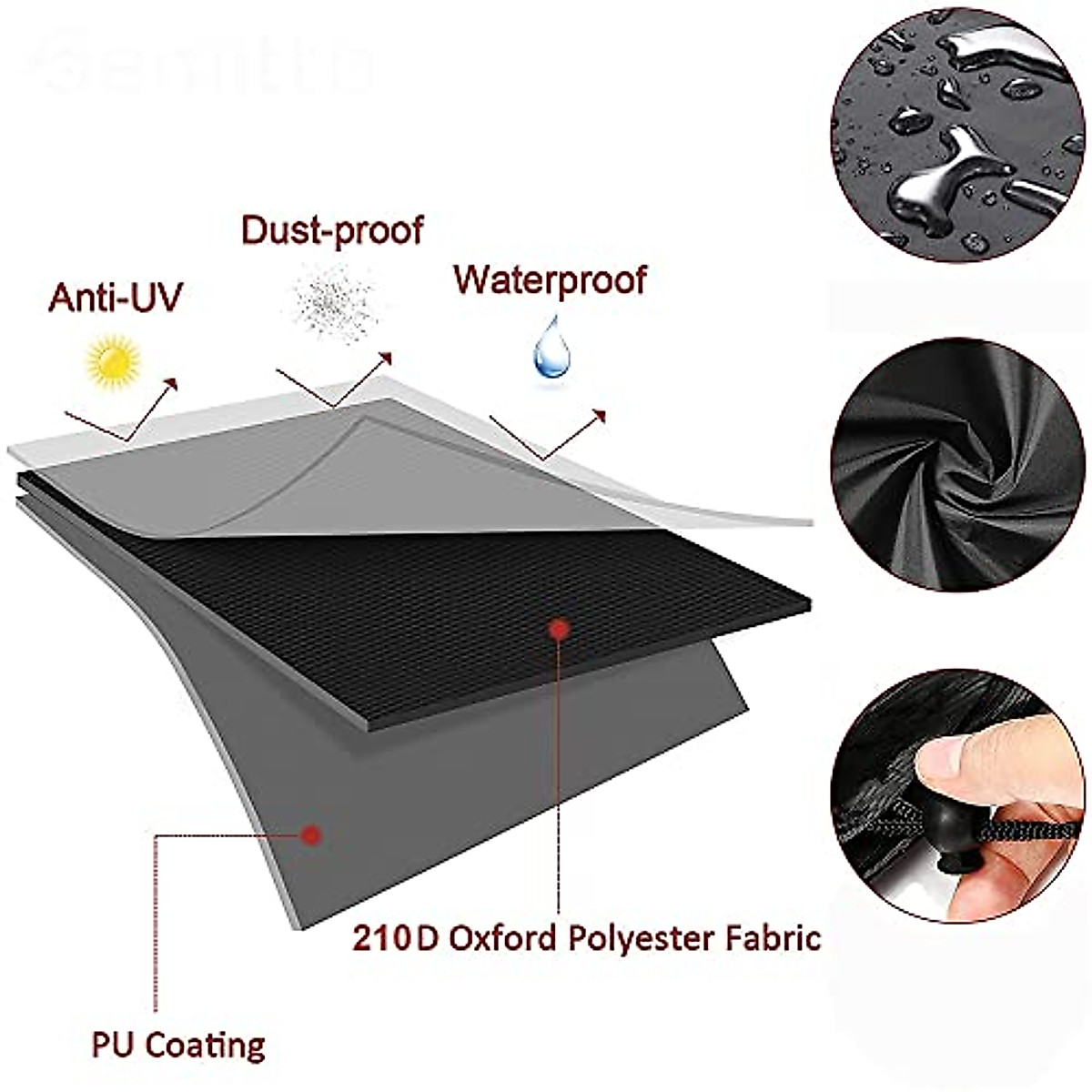 Patio Furniture Cover Waterproof Outdoor Furniture Cover for Patio Table and Chair, Heavy Duty Rectangular Patio Furniture Set Cover for Snow Protection Silver (120x120x74cm)