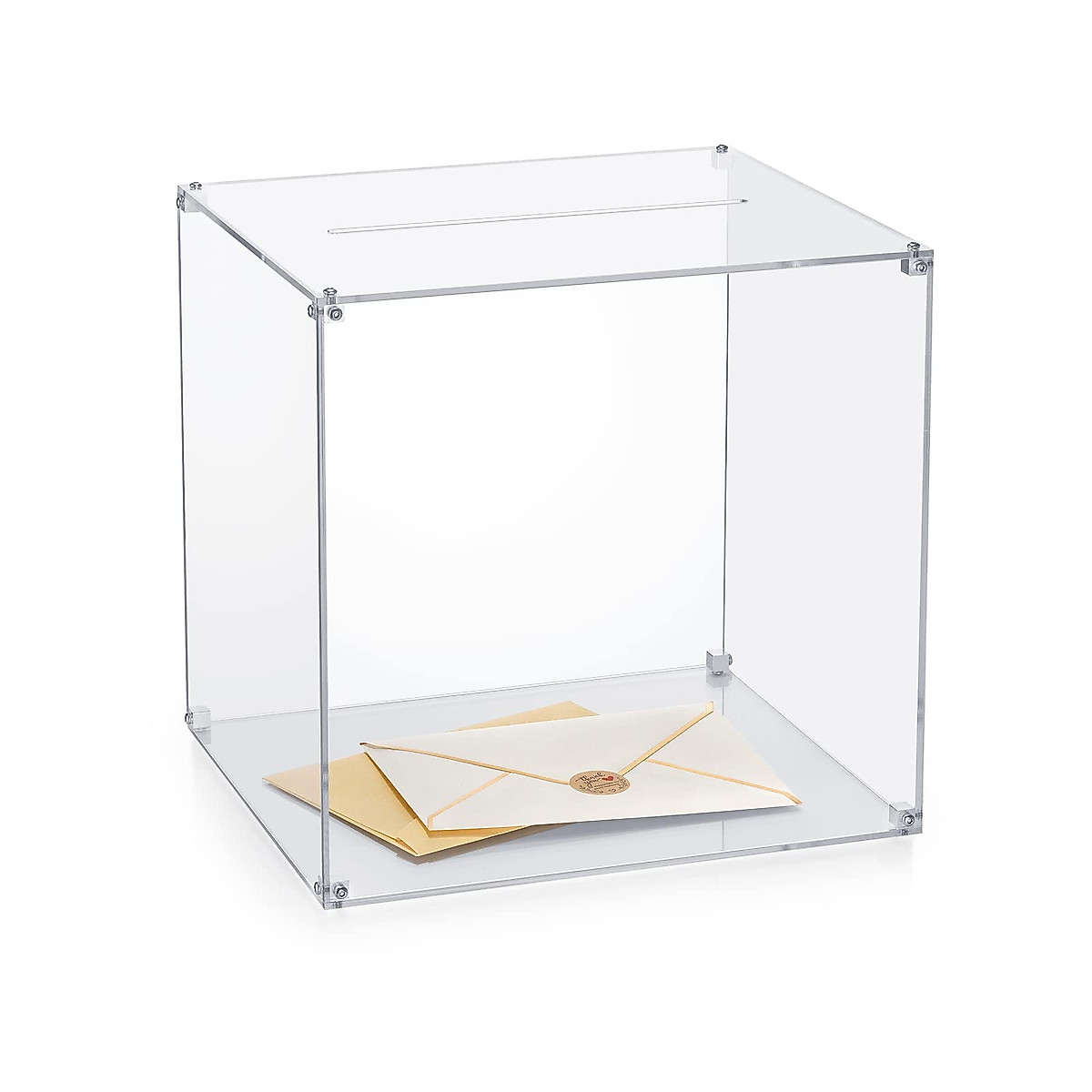 MaiiTiproll All Clear Acrylic Card Box, DIY Wedding Box with Your DIY Print, Assembly Box for Reception/Wedding Box/Party Graduation & Birthday Baby Shower Decorations(10x10x8.5)