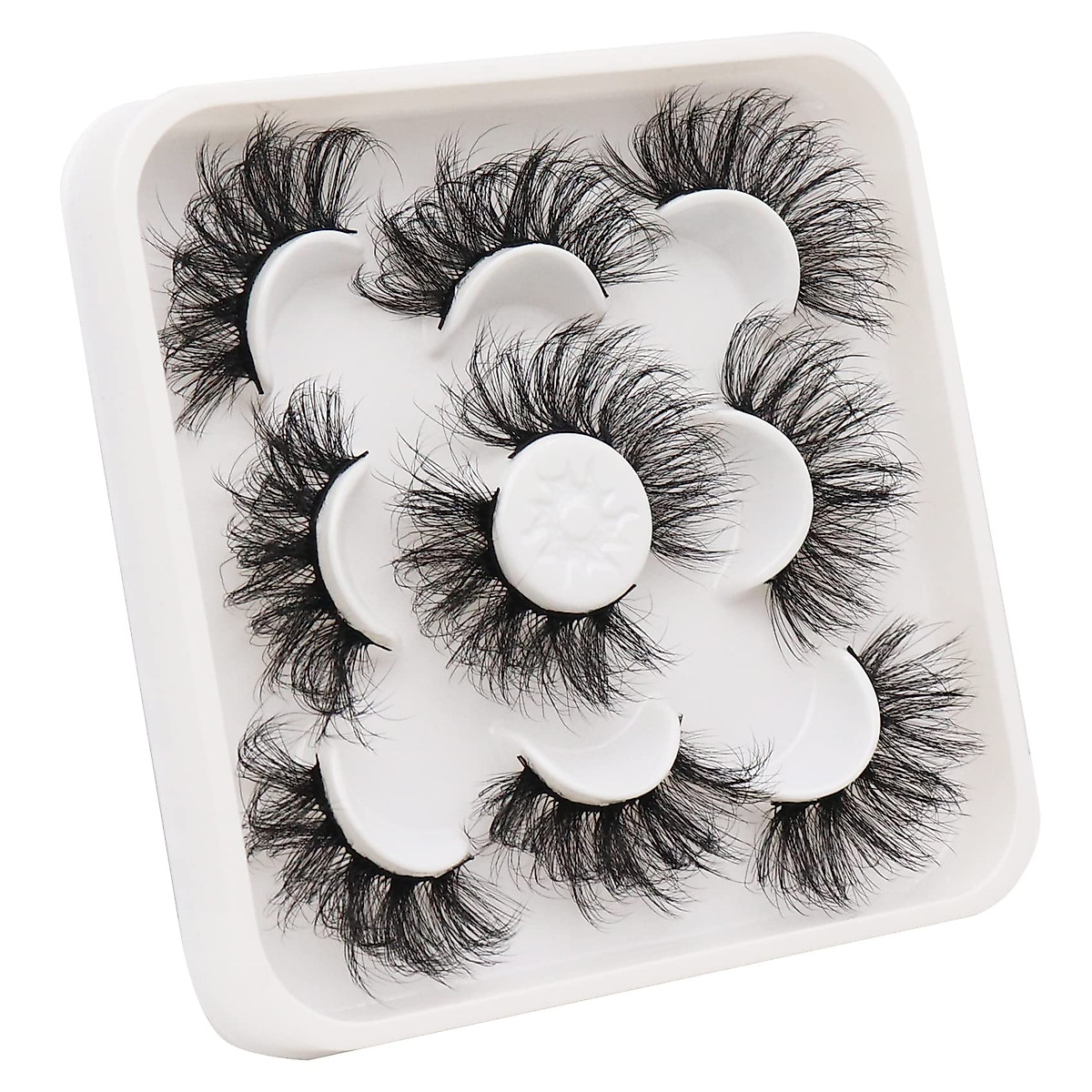 Veleasha Lashes Big Curl 3D Faux Mink Lashes 25mm Long Dramatic Fake Eyelashes for Gorgeous Eye Makeup, 5 Pairs Pack False Eyelashes (MS03)