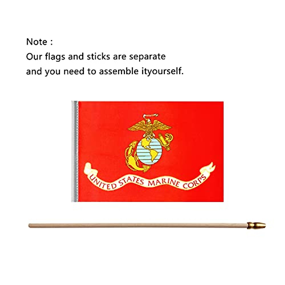 LoveVC Military Flag Set Small Mini Army Armed Forces Hand Held Flags on Wooden Stick for Memorial Day,Veterans Day,5x8 Inch,20 Pack