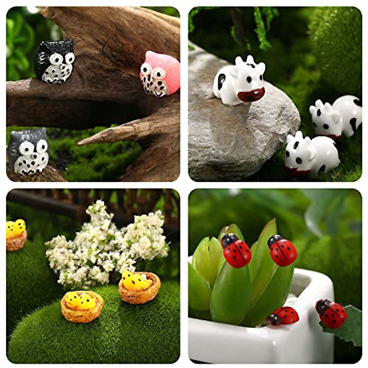 300 Pcs Miniature Fairy Garden Accessories Fairy Garden Kit Mini Animals Mushroom Flower Tiny Animals Figurine Mini Resin Figures Outdoor Micro Landscape Ornaments for Dollhouse Bonsai Terrarium Decor