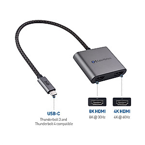 Cable Matters USB-C to HDMI Adapter, 8K or Dual 4K @60Hz, Gray