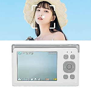 Fydun 4K Digital Camera 50MP Vlogging Camera 2.88in IPS HD Mirrorless Camera AF Autofocus 16X Zoom for Macro Shooting(White)