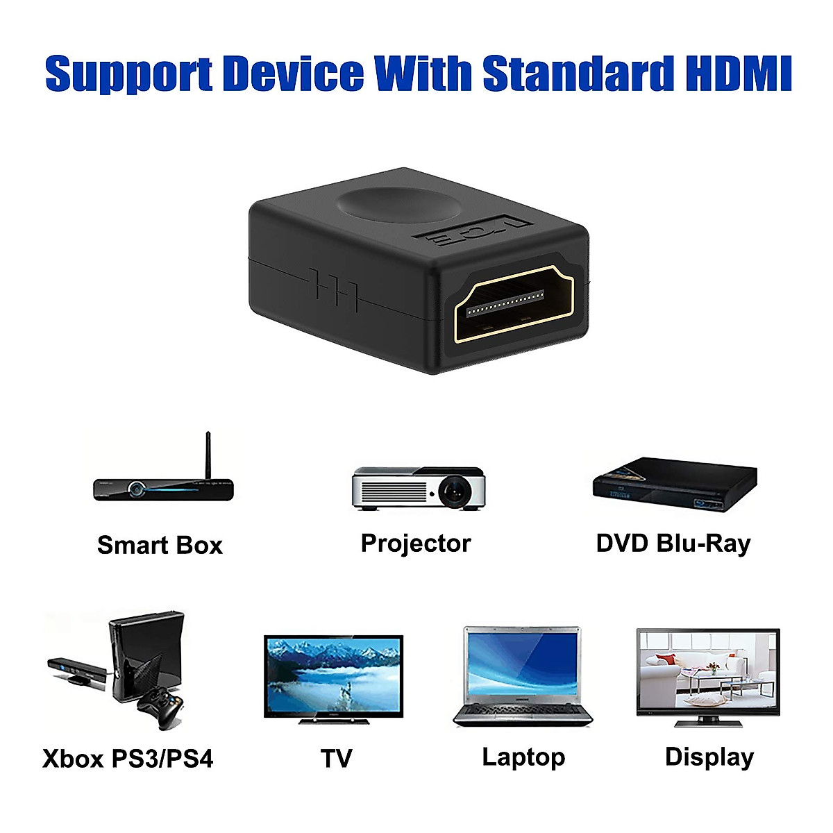 VCE HDMI Coupler 10-Pack, HDMI Female to Female Connector Adapter 3D 4K 1080P HDMI Cable Extender Compatible with Roku TV Stick Chromecast, Switch, Xbox One, PS4 PS3, PC and More