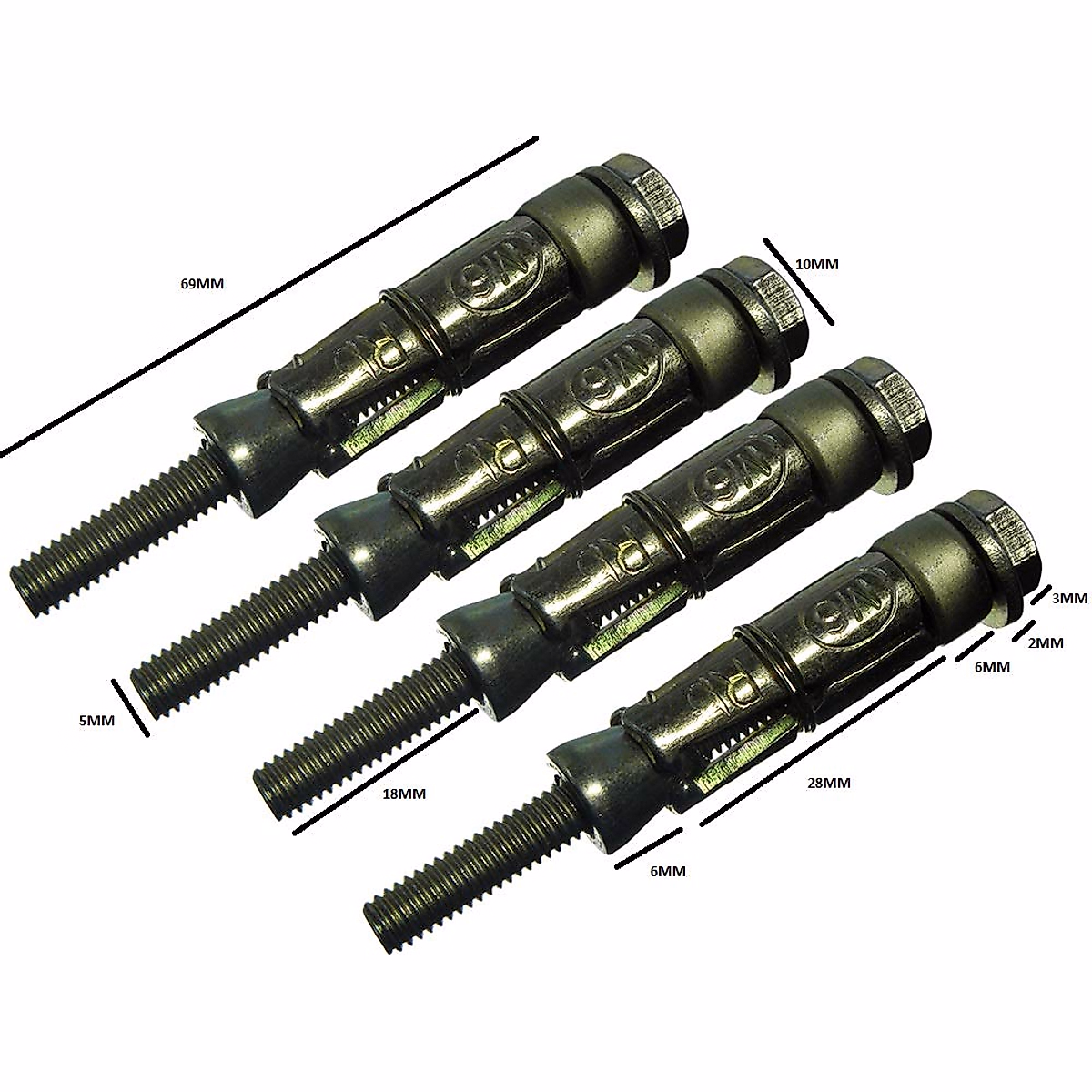 12 x Anchor Loose Sleeve M6 Bolts 65MM Length 12MM Shield 8.8 Steel YZP