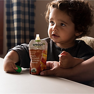 Sprout Organic Baby Food Pouches Stage 2, Organic Veggie and Fruit, Apple Banana Butternut Squash, 3.5 Ounce