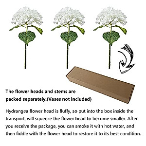 ZooeyRoose 3 Pcs White Royal Artificial Hydrangea 21" Large Real Touch Hydrangeas Heads with Stems Natural Lifelike Artificial Flower for Wedding Centerpieces Bouquet Home DIY Floral Decor