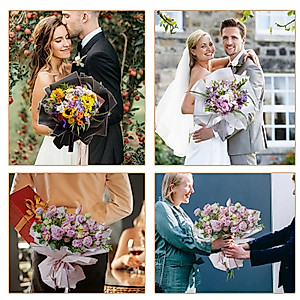 Flower Wrapping Paper Floral Wrap Sheets Florist Bouquet Supplies Waterproof wrapping paper includes ribbon （20 sheets) (black+Golden line)