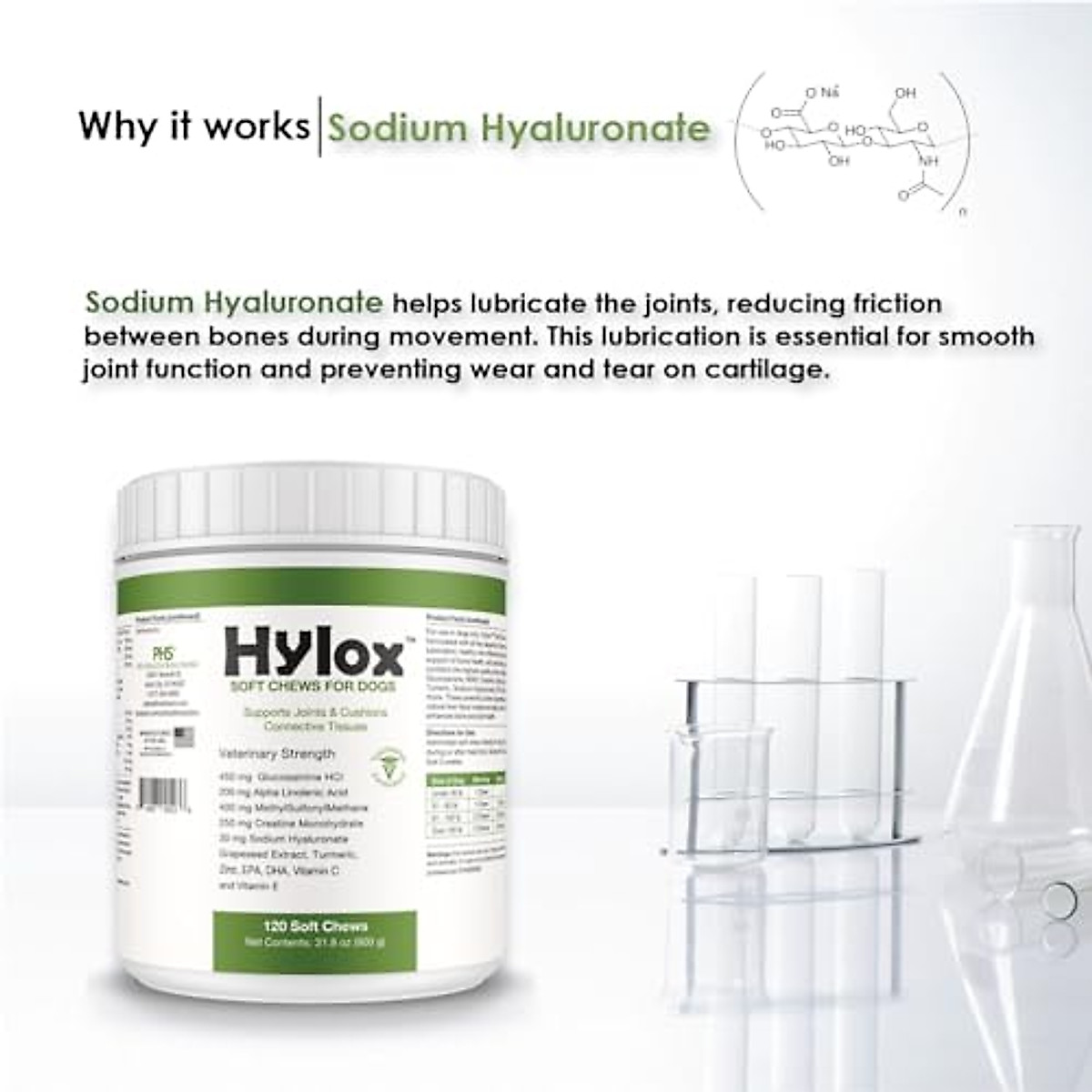 Pet Health Solutions Hylox Soft Chews for Dogs - Supports Joints & Cushions Connective Tissues - Glucosamine - Alpha Linolenic Acid - Creatine -120 Soft Chews