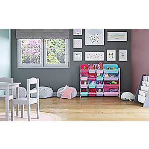 Humble Crew, White/Blue/Pink/Purple Extra-Large Toy Organizer, 16 Storage Bins
