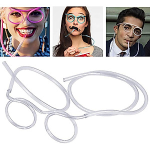 QNCIGER Straw Glasses, Funny Flexible Drink Purses Straw, Crazy Eyeglass Frame Bar Accessories for Birthdays, Bridal Showers, Party Supplies, Favors, Game Ideas (Crystal)