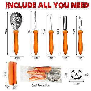 Pumpkin Carving Kit, Pumpkin Carving Tools Kit Knife for Adults with 10 Stencils Patterns, Professional Heavy Duty Pumpkin Carving Set for Family Party Decorations