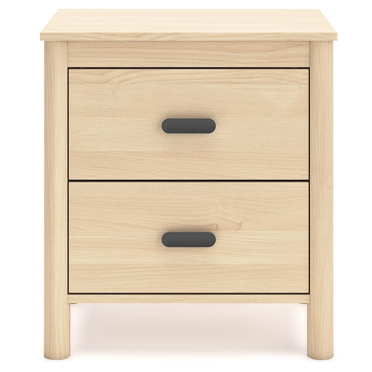 Signature Design by Ashley Cabinella Casual 2-Drawer Nightstand with Round Post Legs, 24.37" Tall, Light Brown