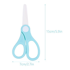 Portable Food Ceramic Shears for Kitchen Classroom Craft Pet Hair Pizza Vegetable Cutting Chopping Tool with Cover Sky Blue