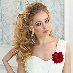 FIOBEE 2.75" Rose Hair Clip Flower Hairpin Rose Brooch Floral Clips for Woman Girl Party Wedding Pack of 3