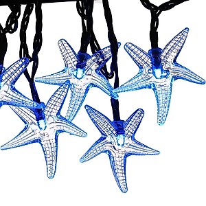 YUJINQ Starfish Solar String Lights, 21ft 30 LED Fairy Halloween Christmas Lights Decorative Lighting for Indoor/Outdoor, Garden, Home, Patio, Lawn, Party and Holiday Decorations (21, Blue)