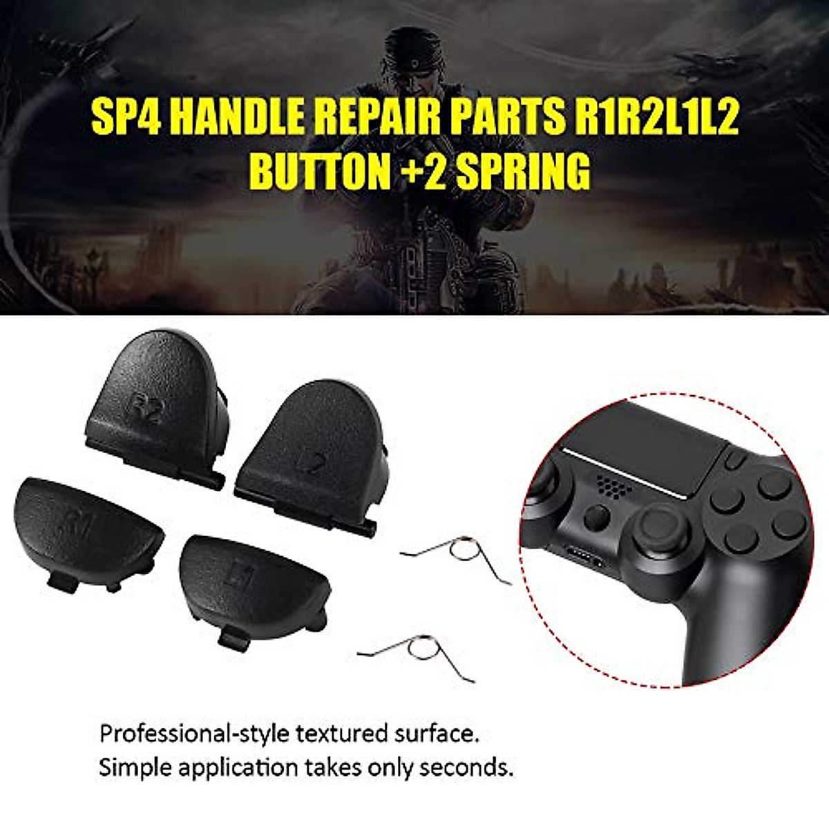 6 PCS Gamepad Repair Parts Replace Buttons R1 L1 R2 L2 Triggers for Dualshock 4 for PS4 Controller Electronic Accessories