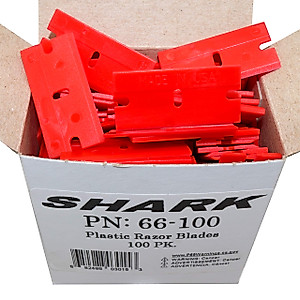 Shark Industries PN-66-100 Plastic Razor Scraper Blades, Removes Paint, Adhesives & Decals Without Damaging Surfaces (100 Plastic Blades)