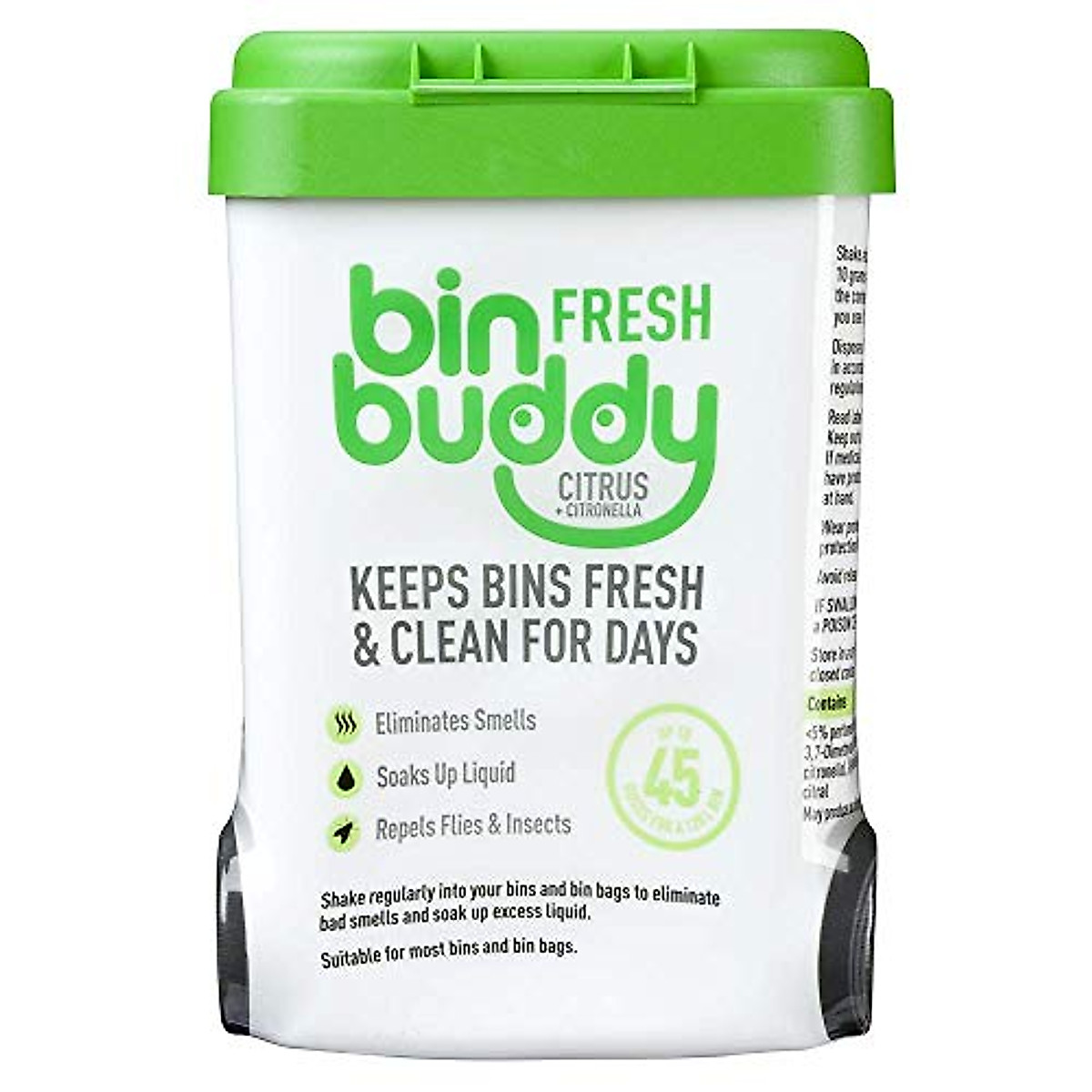 Bin Buddy Fresh Citrus, 450g, Pack of 6, Bin Freshener Deodoriser Powder, Leaves Your Bin Smelling Great, Suitable for Indoor and Outdoor Bins