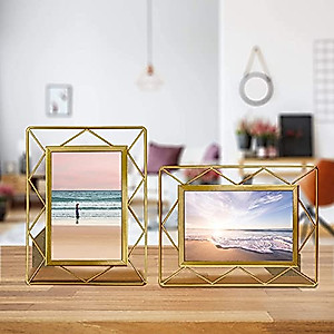 SPEPLA 4x6 Metal Picture Frames for Tabletop or Wall Mounting Display, 2 Pack 6 x 4 Photo Frame