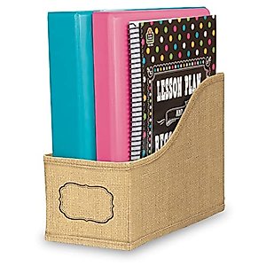 Burlap Book Bin