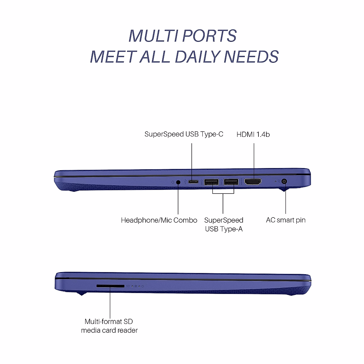 HP 2023 Newest 14 Inch Laptop Students Business, Intel Quad-Core Processor, 8GB RAM, 192GB Storage(64GB eMMC+128GB Micro SD), 12H Battery Life, Webcam, HDMI, WiFi, Win 11 S, Bundle with JAWFOAL