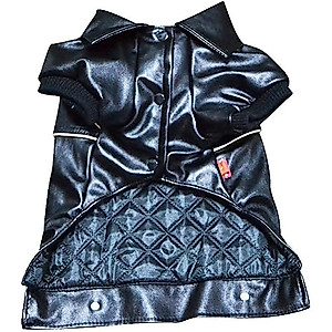 NIULA Dog Winter Coat Pu Leather Motorcycle Jacket for Dog Pet Clothes Leather Jacket, Waterproof(3XL)