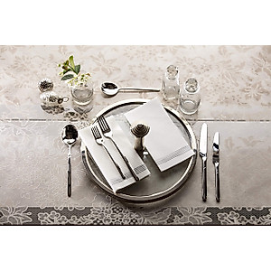 Disposable Hand Towels | Decorative Dinner Napkins | Soft, Absorbent Disposable Paper Guest Towels for Kitchen, Bathroom, Parties, Weddings, Dinners Or Events White and Silver Napkins 100 Pack