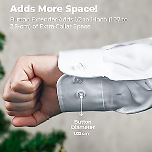 Premium 3-Pack of Collar Extenders (White Buttons) for Men and Women - Magic Extension for Shirts of All Kinds, Soft & Elastic Design - Button Extender for Dress Shirts - Neck Button Extender
