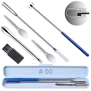 Capsule Filling Machine Kit – Pill Filler Tray Tools Size 00 for Quickly Maker Empty Gel Capsules, Lab Spoons Spatula Scoops Tool (6Pcs)