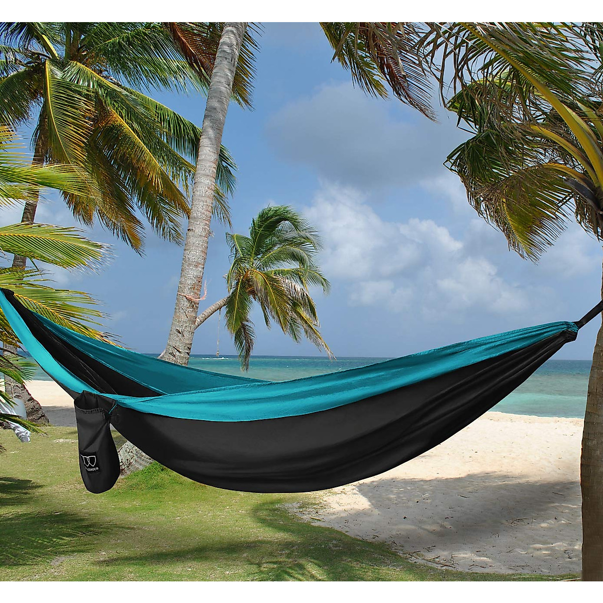 Gold Armour Camping Hammock - Extra Large Double Parachute Hammock (2 Tree Straps 32 Loops,20 ft Included) USA Brand Lightweight Nylon Adults Kids, Camping Accessories Gear (Gray with Bug Net)