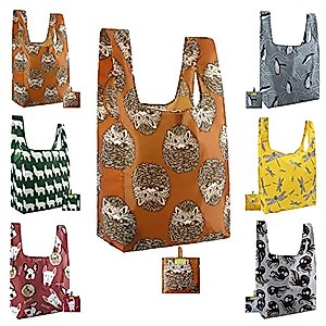 BeeGreen 6 Packs Animals Reusable Grocery Bags Reusable Shopping Bags For Groceries Foldable Washable Nylon X-Large Grocery Tote Bags For Women Men Christmas