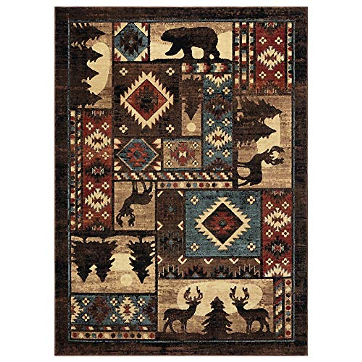 Home Dynamix Buffalo Bear Rustic Area Rug, Brown/Red, 5'2"x7'2", Rectangular